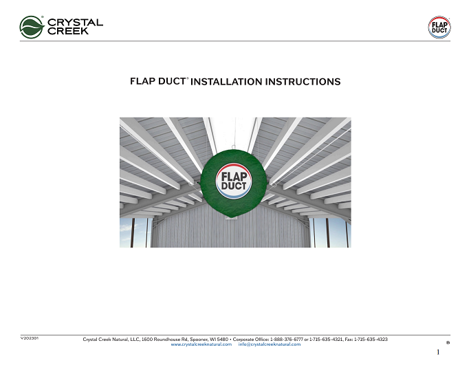 FLAP DUCT Installation Instructions - Crystal Creek